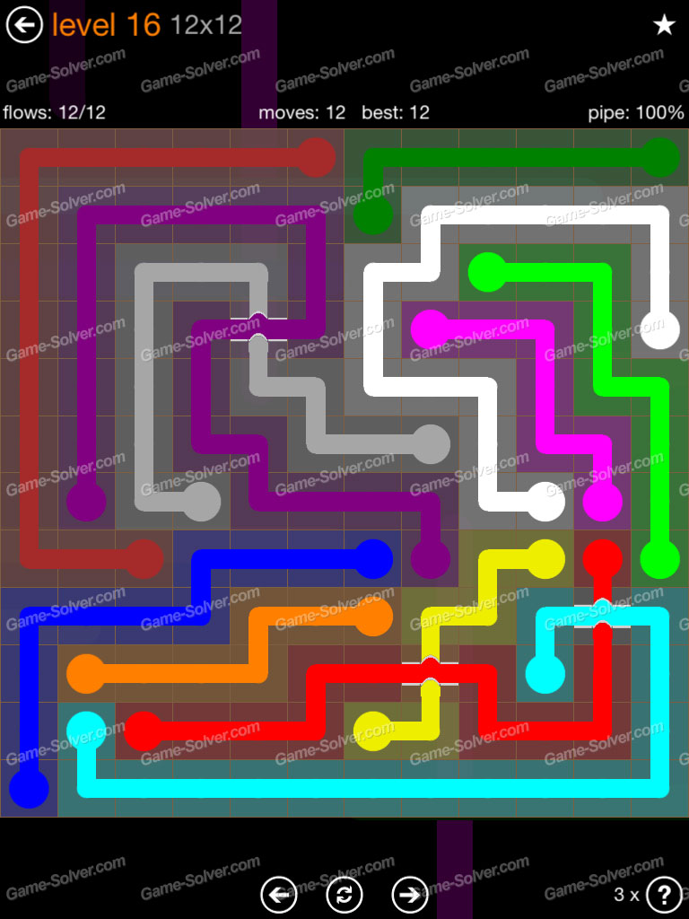 Flow Bridges Jumbo Pack 12x12 Level 16 • Game Solver