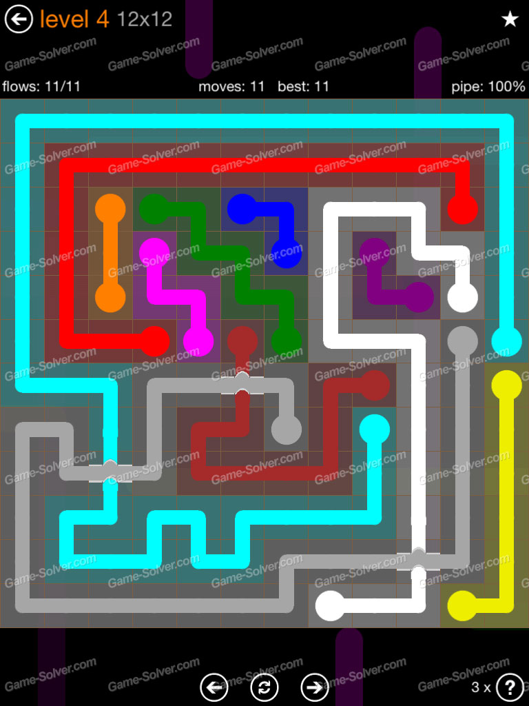 Flow Bridges Jumbo Pack 12x12 Level 4 • Game Solver
