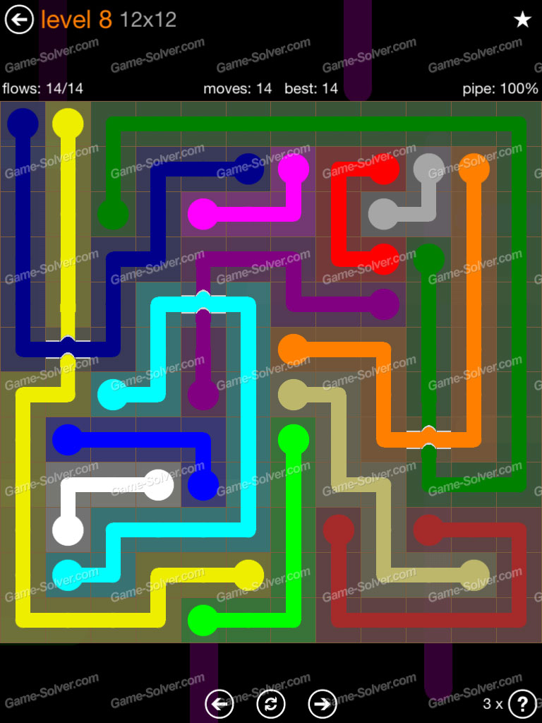 Flow Bridges Jumbo Pack 12x12 Level 8 • Game Solver