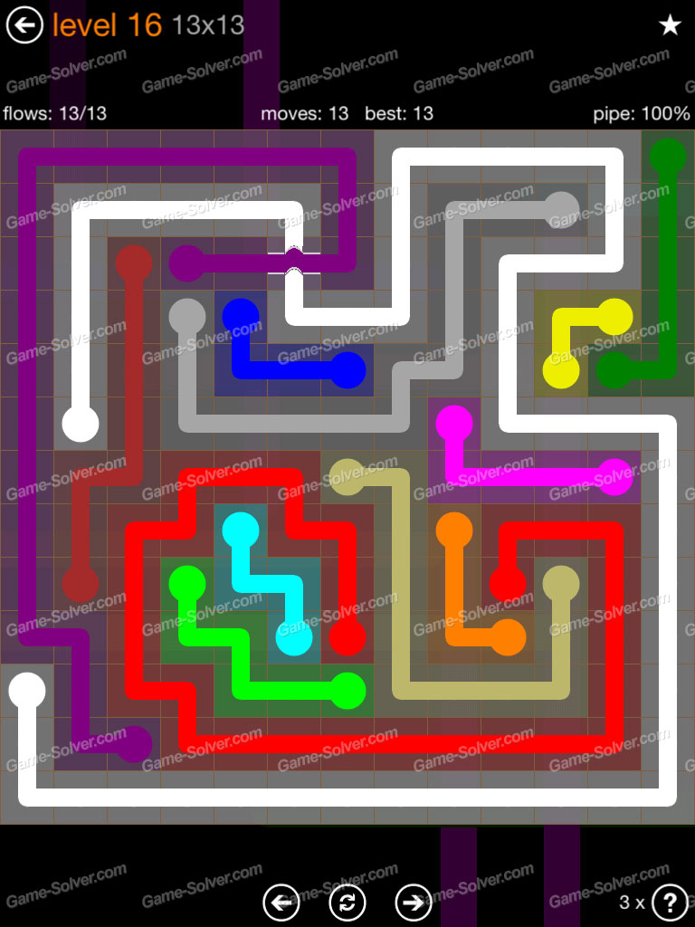 Flow Bridges Jumbo Pack 13x13 Level 16 • Game Solver
