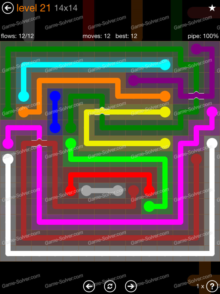 Flow Bridges Jumbo Pack 14x14 Level 21 • Game Solver