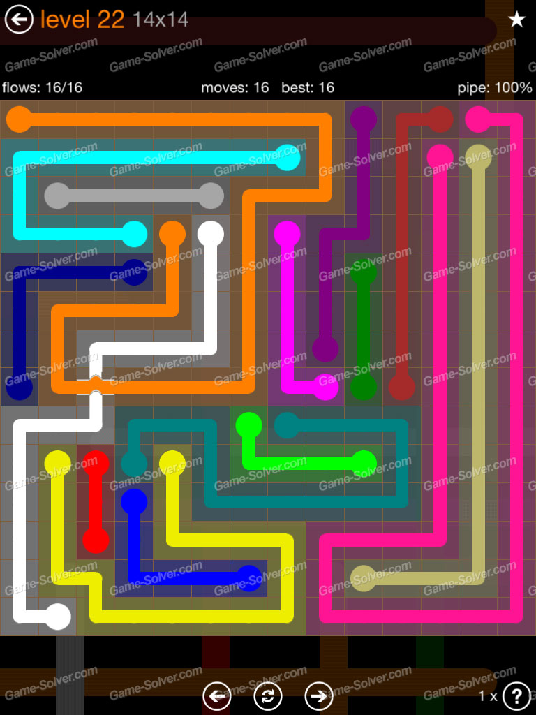 Flow Bridges Jumbo Pack 14x14 Level 22 • Game Solver