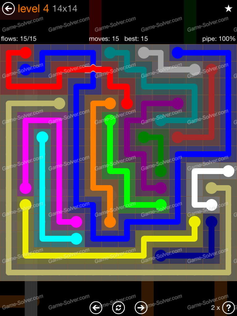 Flow Bridges Jumbo Pack 14x14 Level 4 • Game Solver