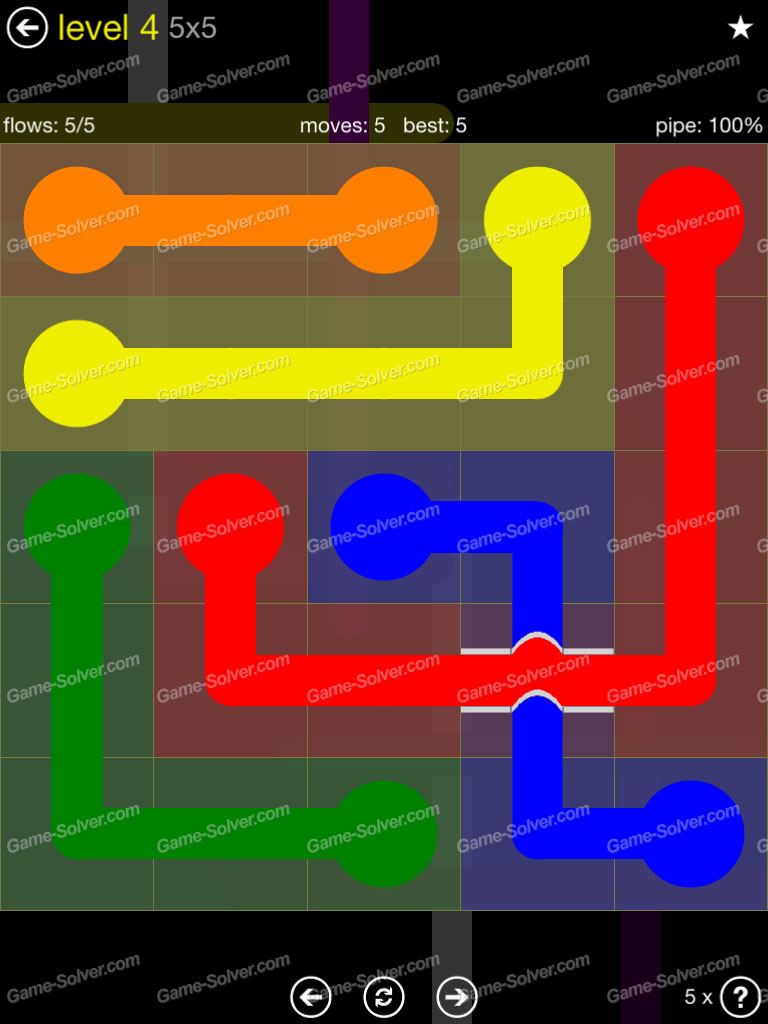 Flow Bridges Starter Pack 5x5 Level 4 • Game Solver
