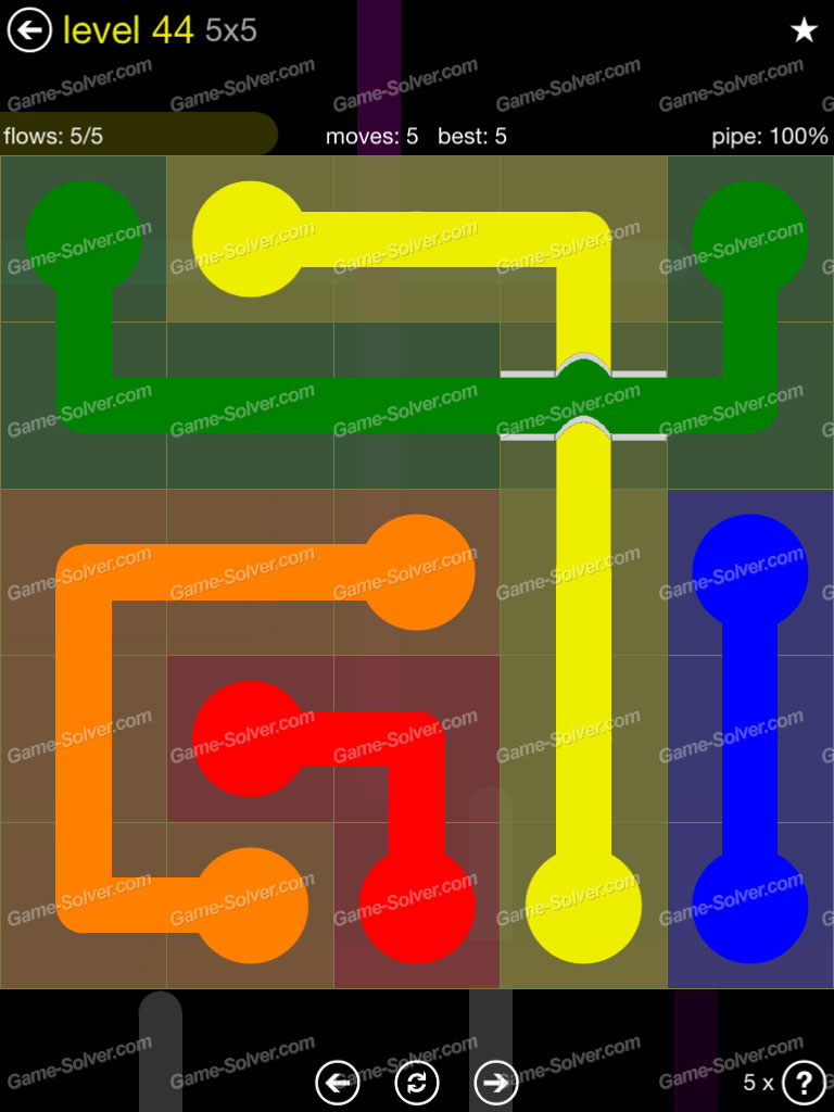 Flow Bridges Starter Pack 5x5 Level 44 • Game Solver