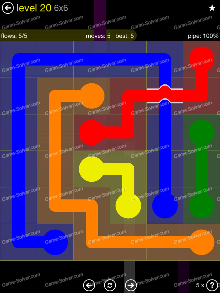 Flow Bridges Starter Pack 6x6 Level 20 • Game Solver