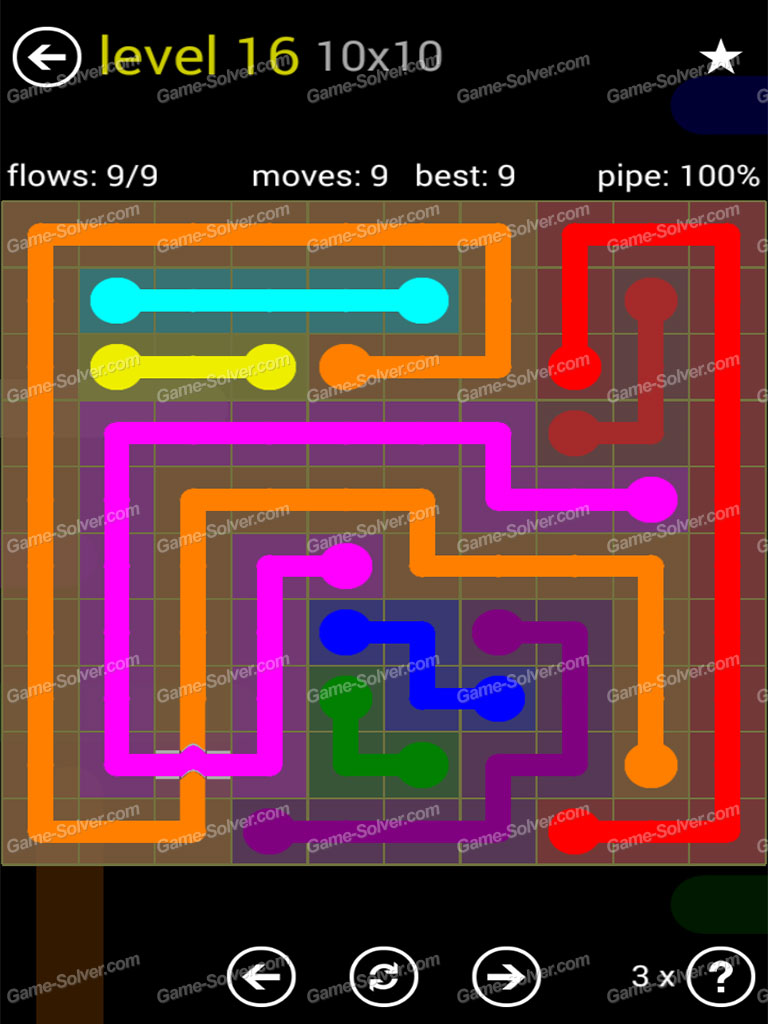 Flow Bridges Yellow Pack 10x10 Level 16 • Game Solver