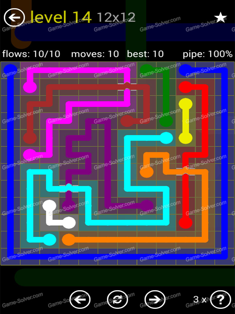 Flow Bridges Yellow Pack 12x12 Level 14 • Game Solver