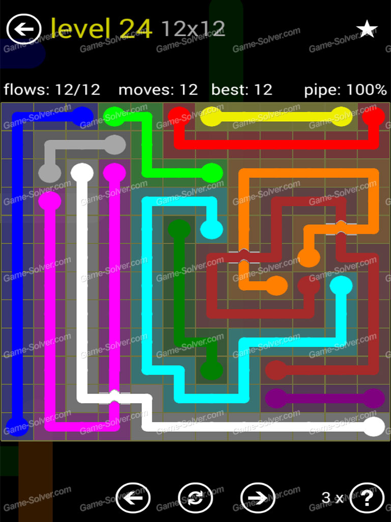 Flow Bridges Yellow Pack 12x12 Level 24 • Game Solver