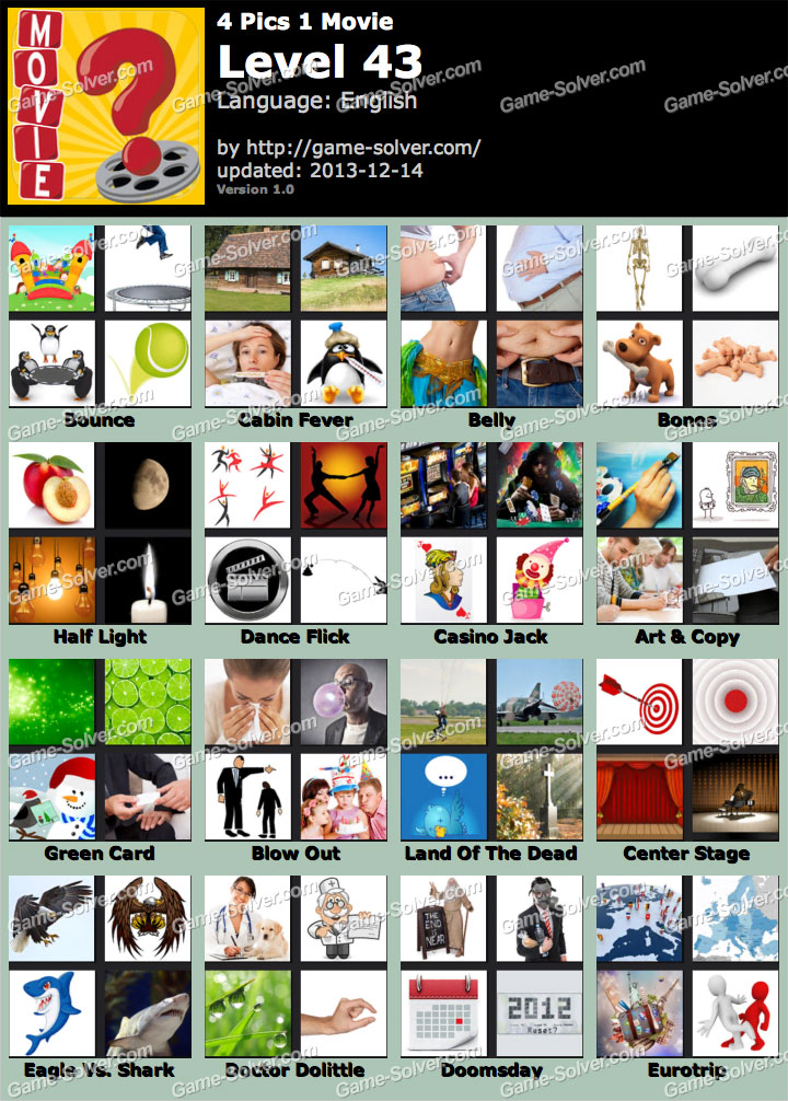 4 Pics 1 Movie Level 43 • Game Solver