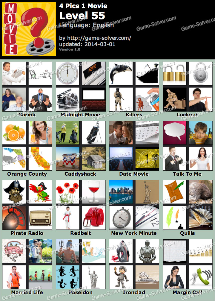 4 Pics 1 Movie Level 55 • Game Solver