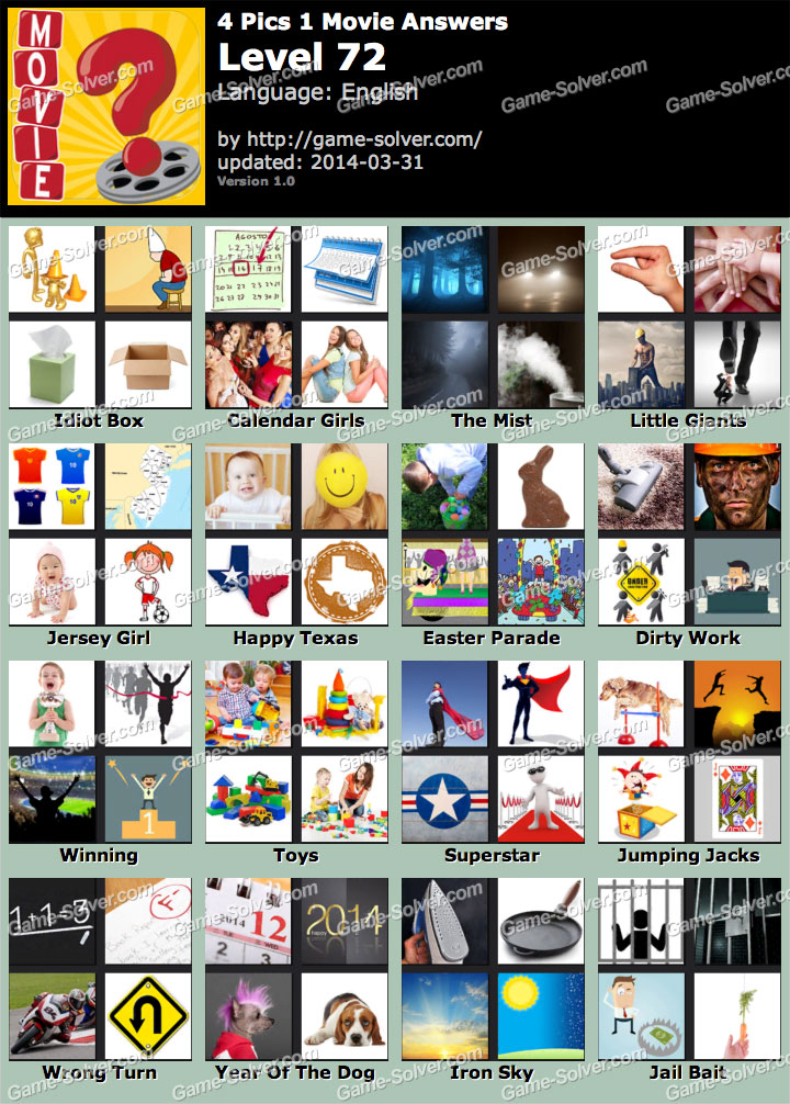 4 Pics 1 Movie Level 72 • Game Solver