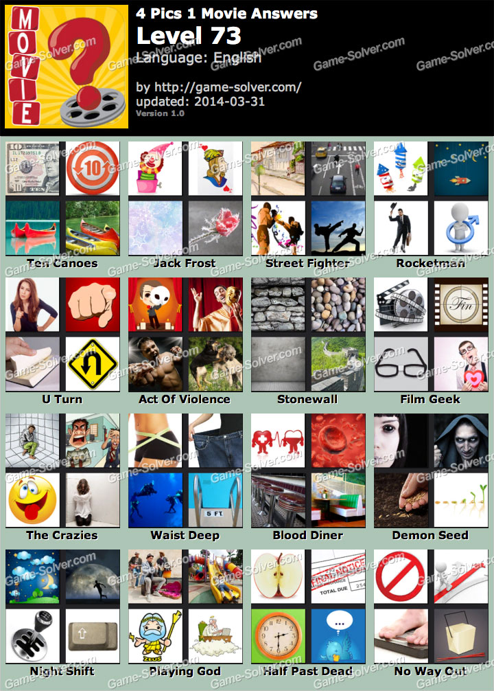 4 Pics 1 Movie Level 73 • Game Solver