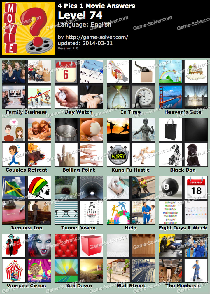 4 Pics 1 Movie Level 74 • Game Solver
