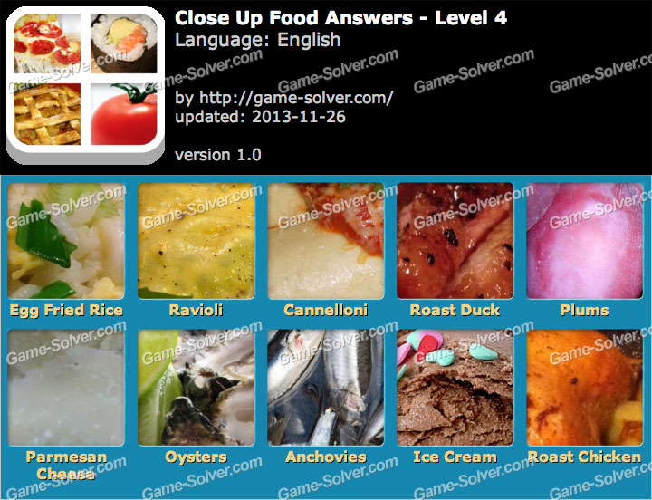 Close Up Food Level 4 • Game Solver