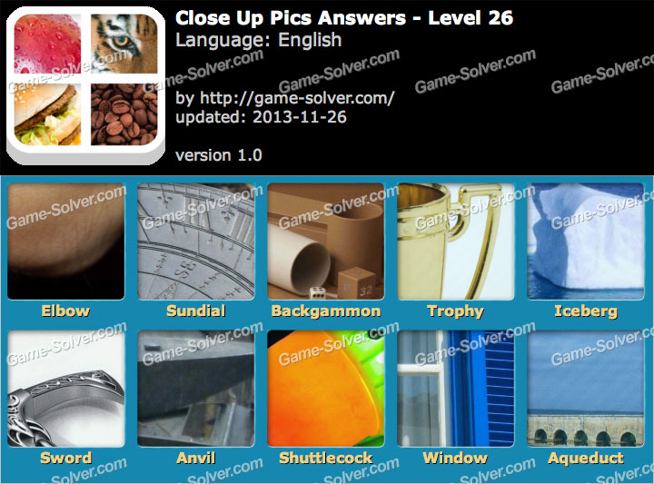 Close Up Pics Level 26 • Game Solver