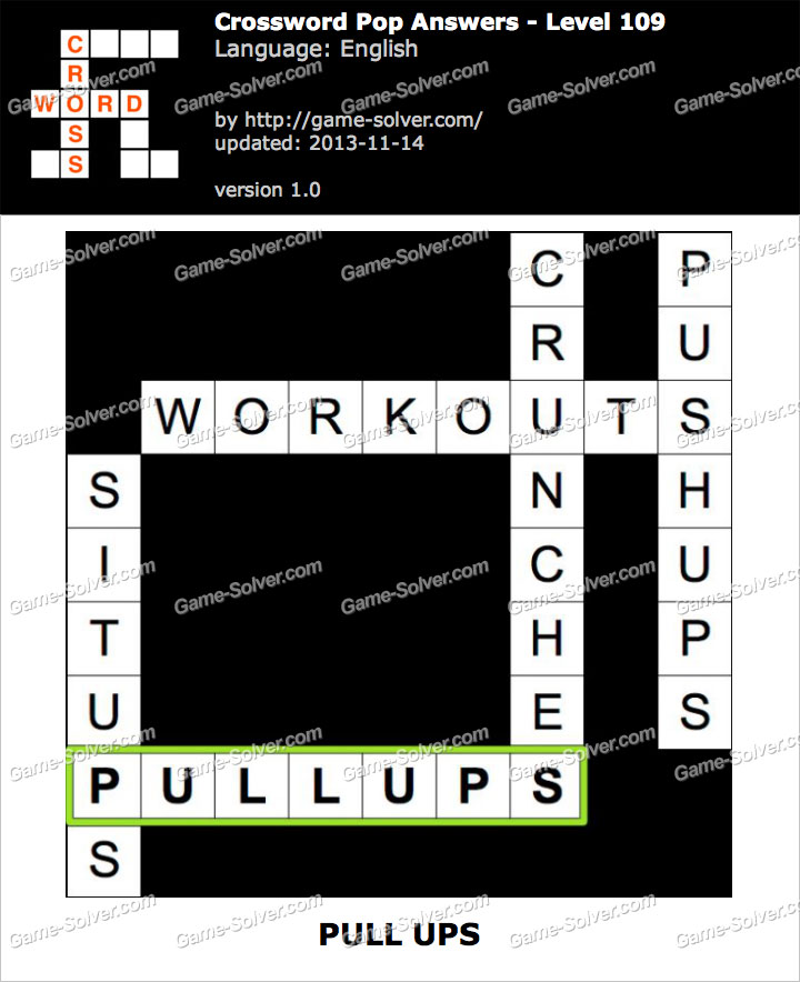 Crossword Pop Level 109 • Game Solver