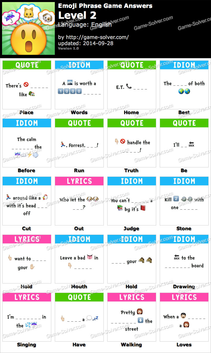Emoji Phrase Level 2 • Game Solver