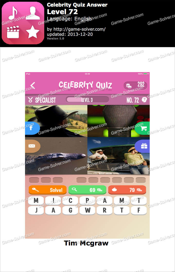 Celebrity Quiz Level 72 • Game Solver