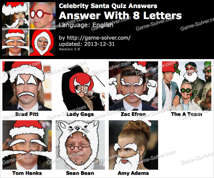 Celebrity Santa Quiz 8 Letters • Game Solver