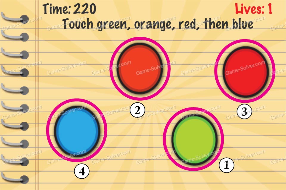 Impossible Test Touch Green Orange Red Then Blue • Game Solver