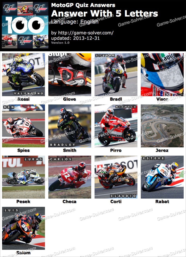 MotoGP Quiz 5 Letters • Game Solver