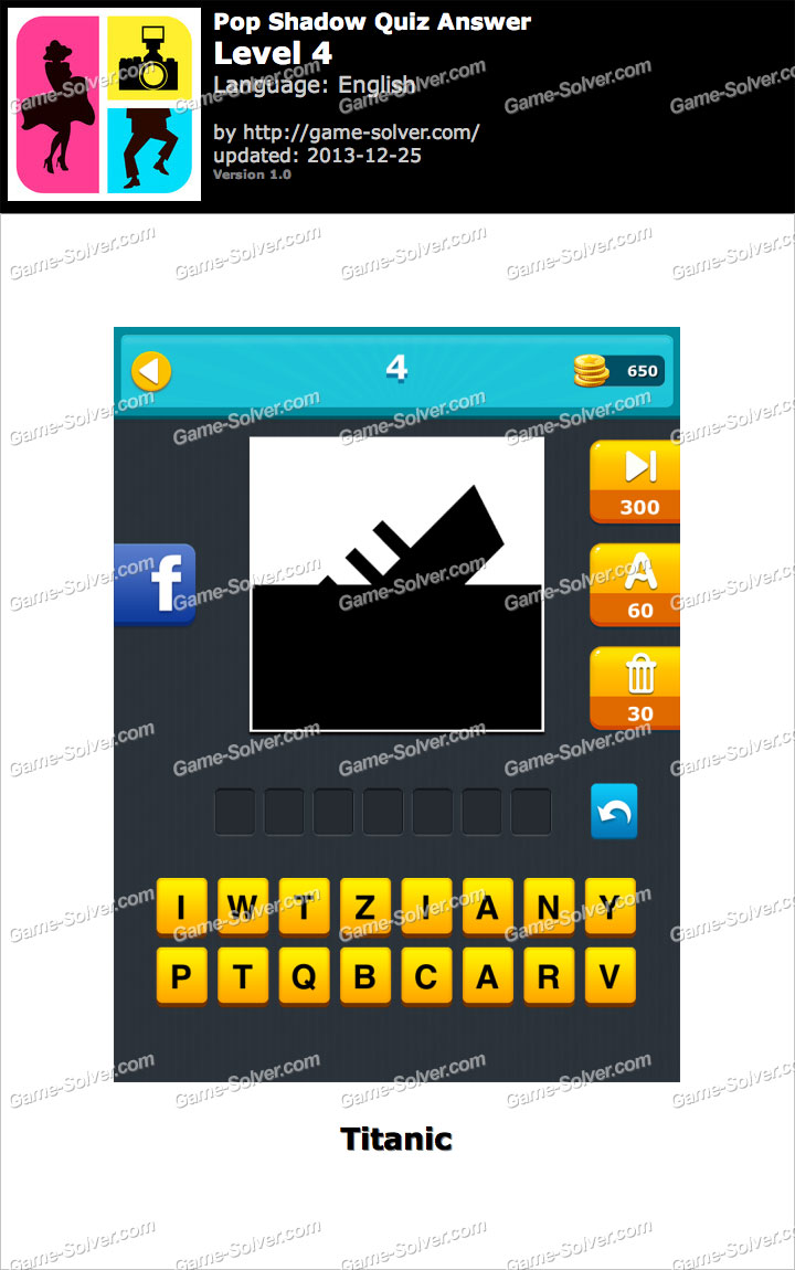 Pop Shadow Quiz Level 4 • Game Solver