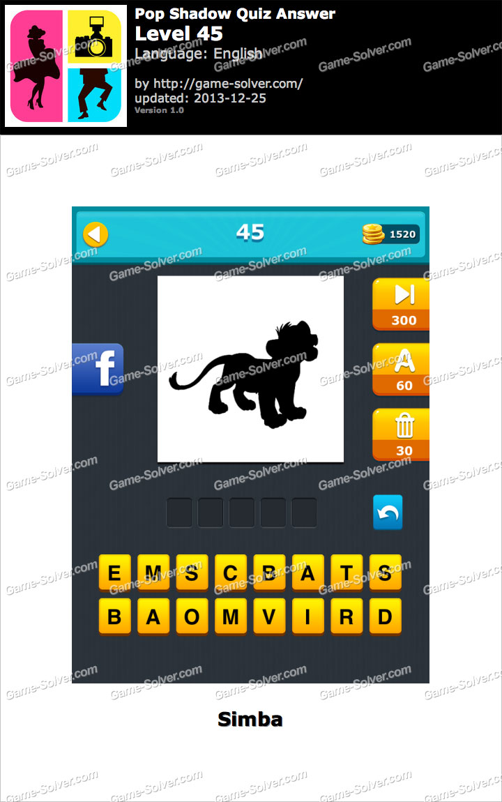 Pop Shadow Quiz Level 45 • Game Solver