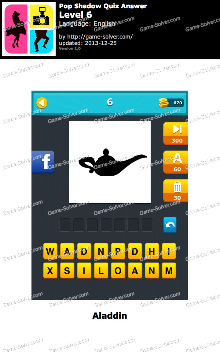 Pop Shadow Quiz Level 6 • Game Solver
