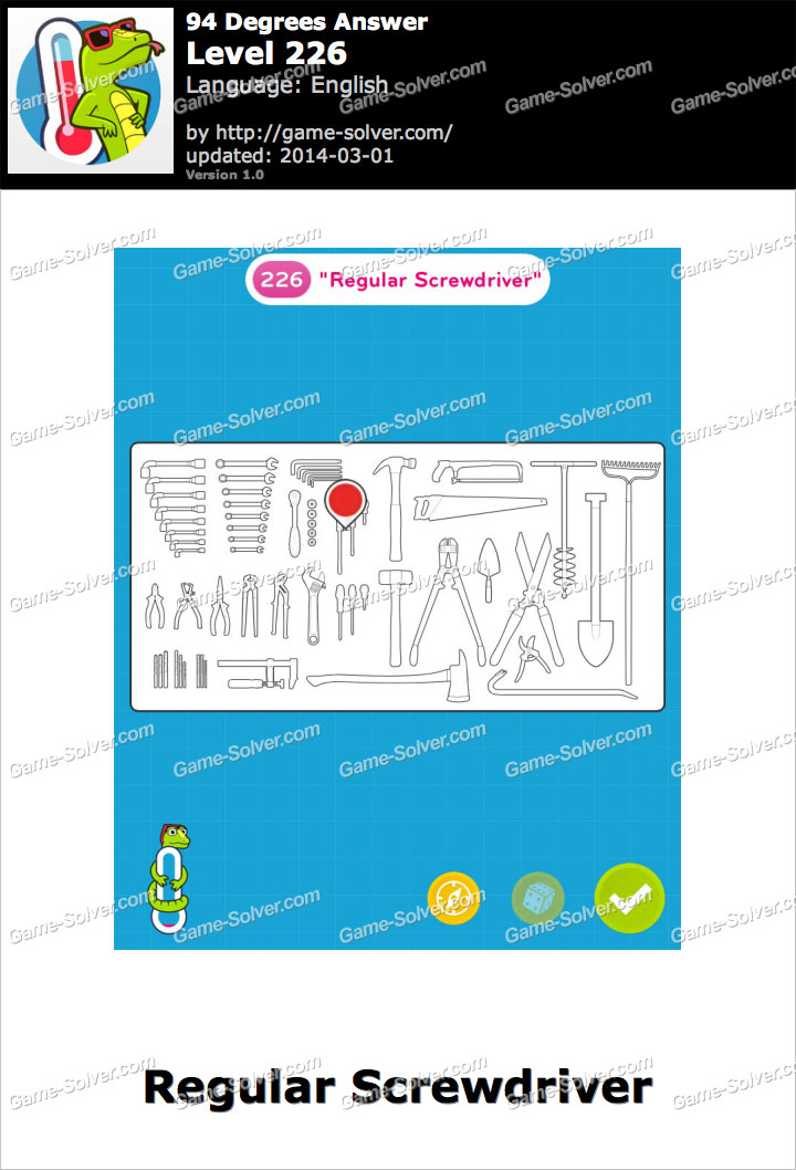 94 Degrees Level 226 • Game Solver