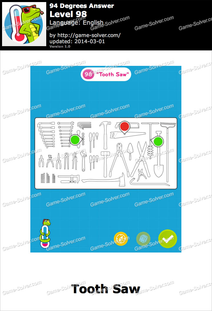 94 Degrees Level 98 • Game Solver