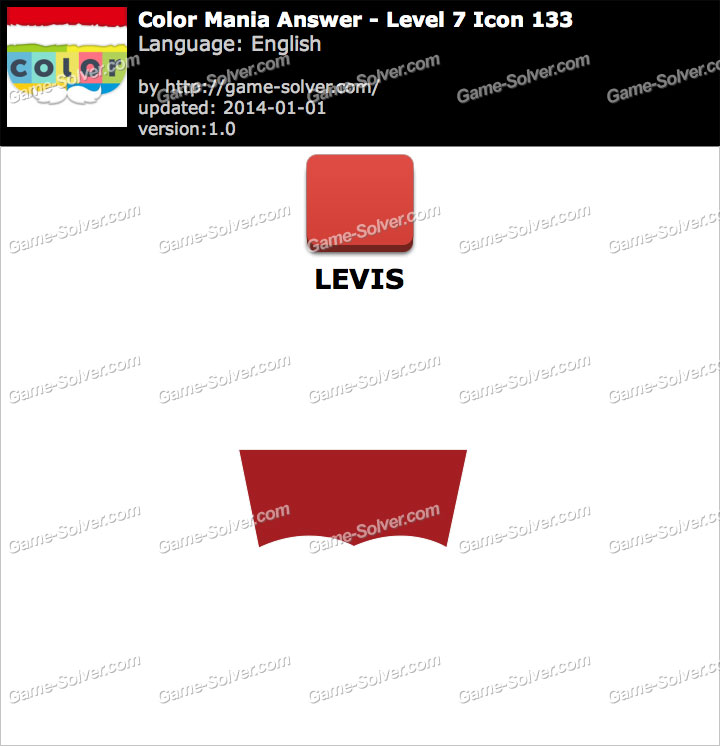 Colormania Level 7 Icon 133 LEVIS • Game Solver