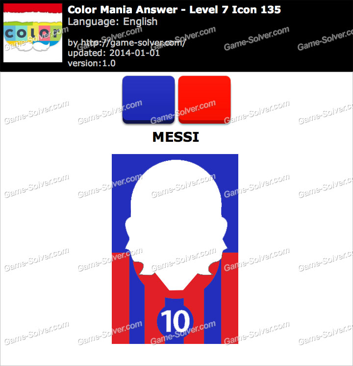 Colormania Level 7 Icon 135 MESSI • Game Solver