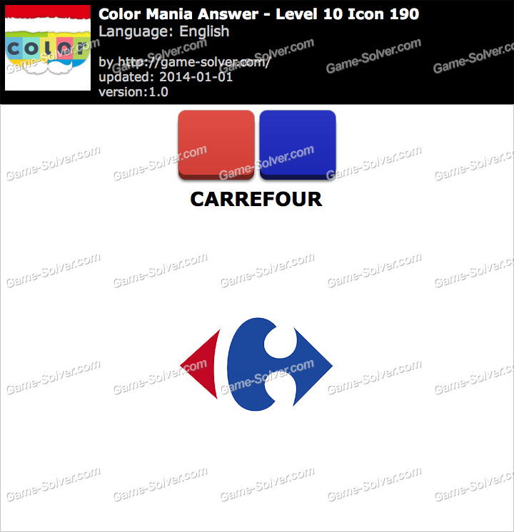 Colormania Level 10 Icon 190 CARREFOUR • Game Solver