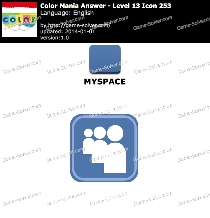 Colormania Level 13 Icon 253 MYSPACE • Game Solver