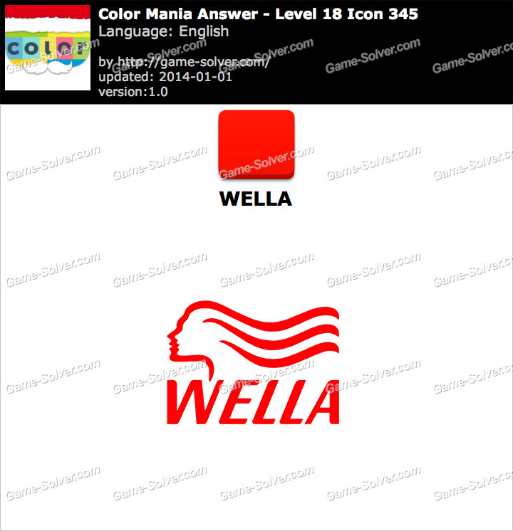 Colormania Level 18 Icon 345 WELLA • Game Solver