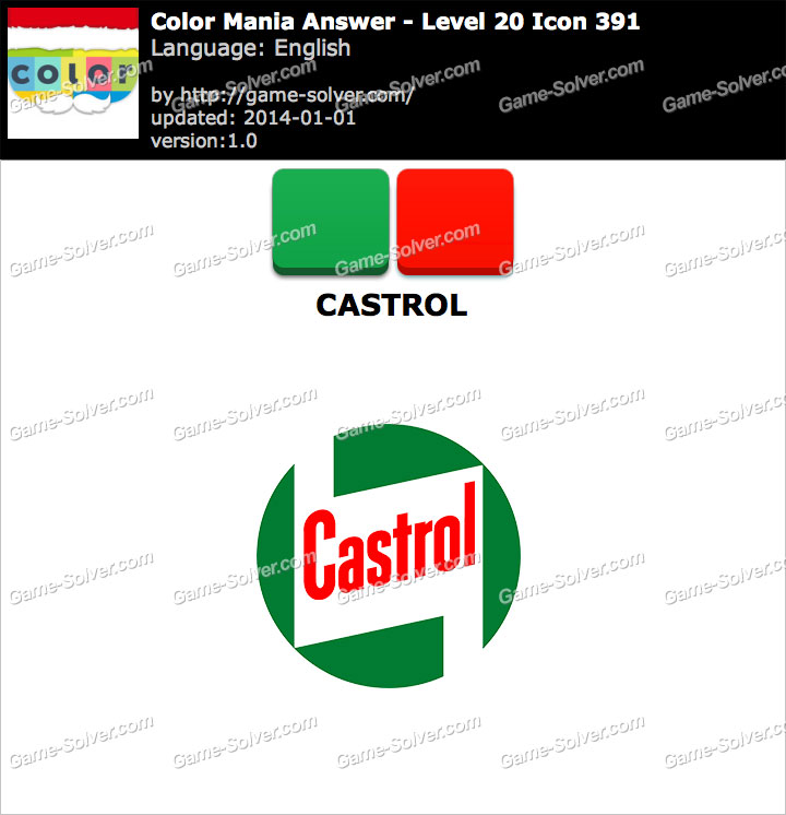 Colormania Level 20 Icon 391 CASTROL • Game Solver