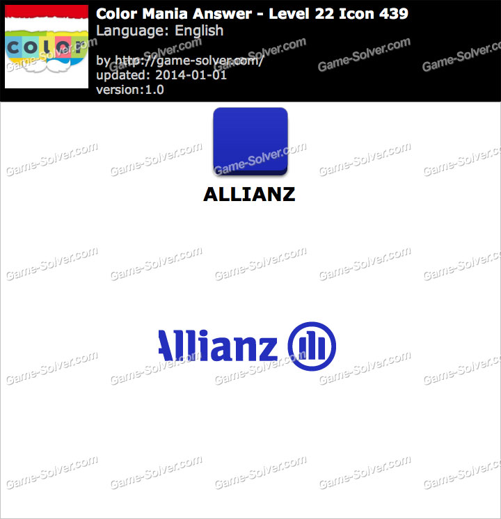 Colormania Level 22 Icon 439 ALLIANZ • Game Solver