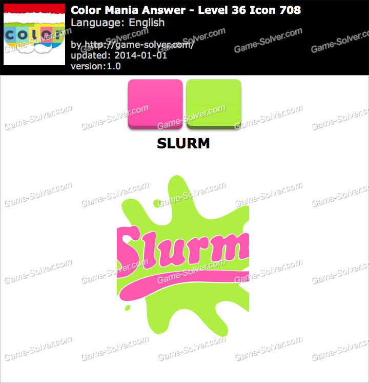 Colormania Level 36 Icon 708 SLURM • Game Solver