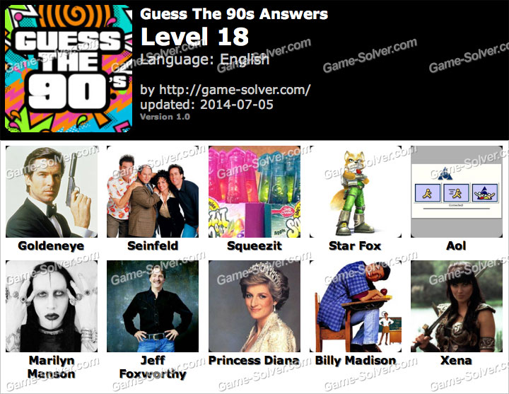Guess The 90s Level 18 • Game Solver
