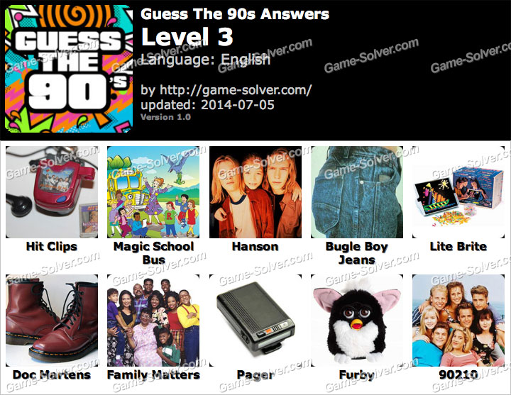 Guess The 90s Level 3 Game Solver