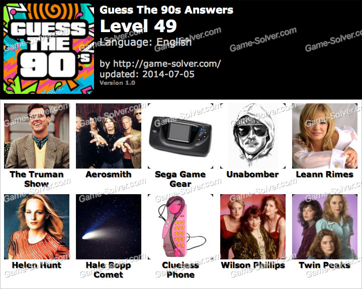 Guess The 90s Level 49 • Game Solver