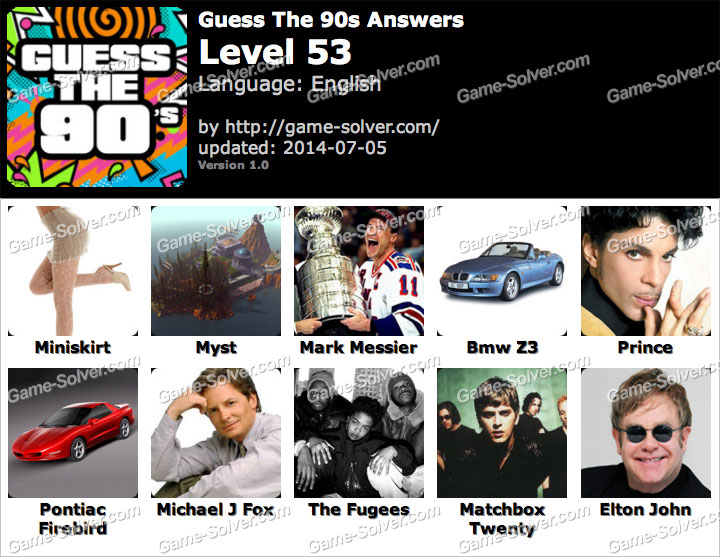 Guess The 90s Level 53 Game Solver