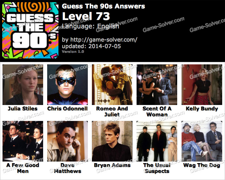 Guess The 90s Level 73 • Game Solver