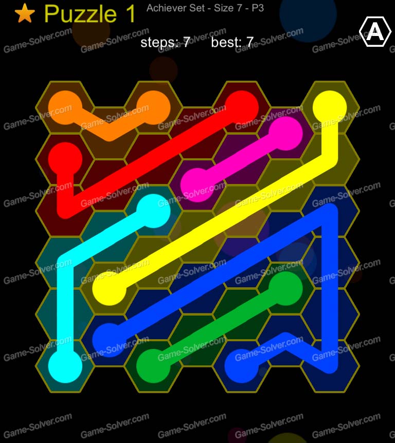 Hexic Flow Achiever Set Size 7 P3 Puzzle 1 • Game Solver