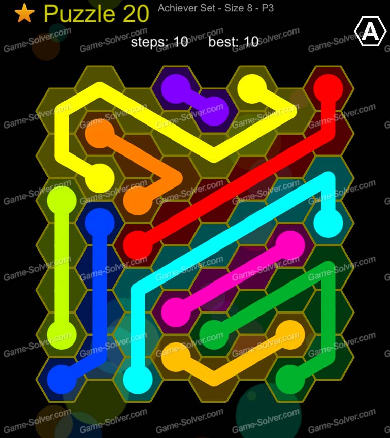 Hexic Flow Achiever Set Size 8 P3 Puzzle 20 • Game Solver