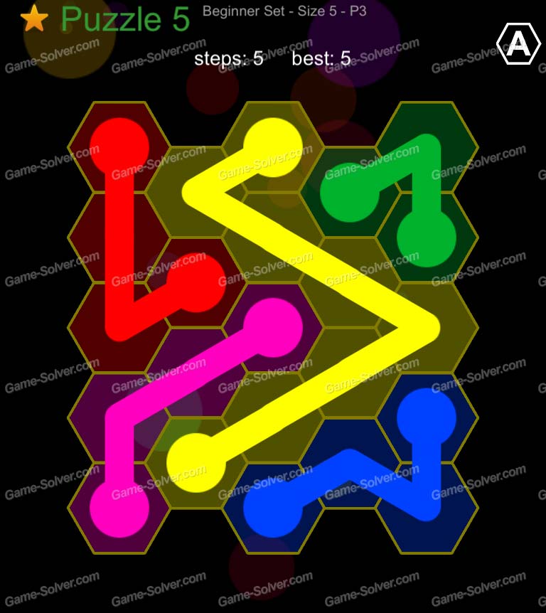 Hexic Flow Beginner Set Size 5 P3 Puzzle 5 • Game Solver