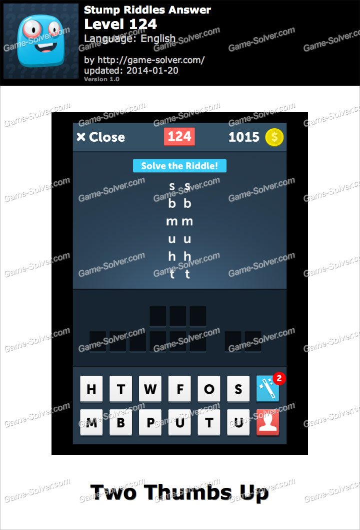 Stump Riddles Level 124 • Game Solver