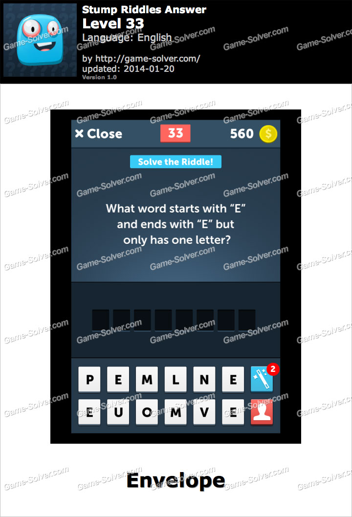 Stump Riddles Level 33 • Game Solver