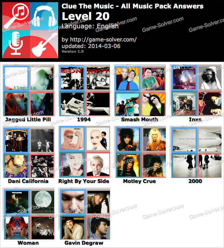 Clue The Music Level 20 • Game Solver